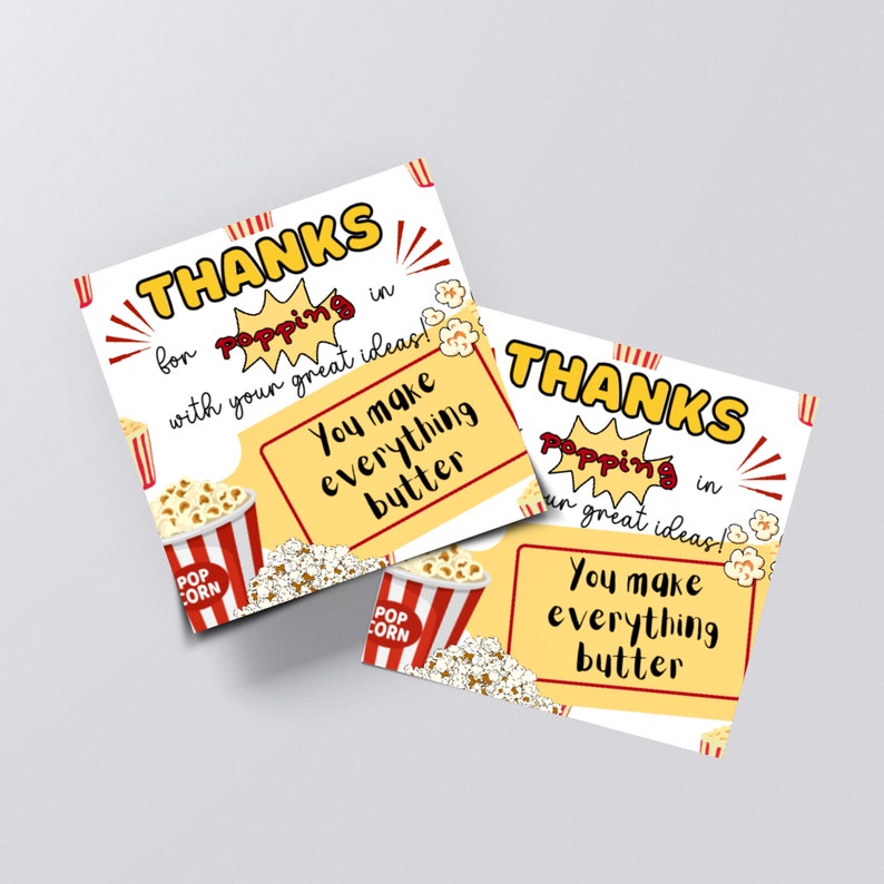 Popcorn Teacher Appreciation Week Tag Popcorn Gift Tag Poppin by to Say ...
