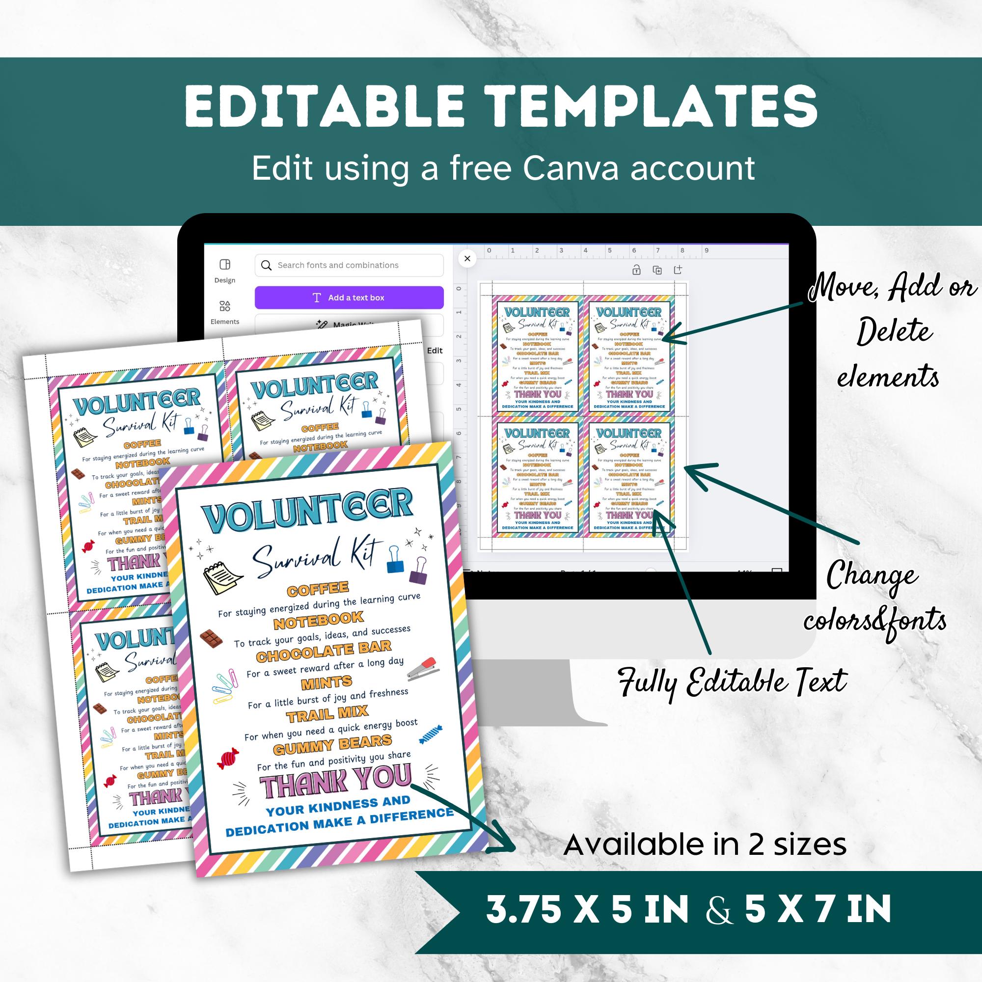 Volunteer Survival Kit Gift Tag Volunteer Appreciation Gift New Job ...