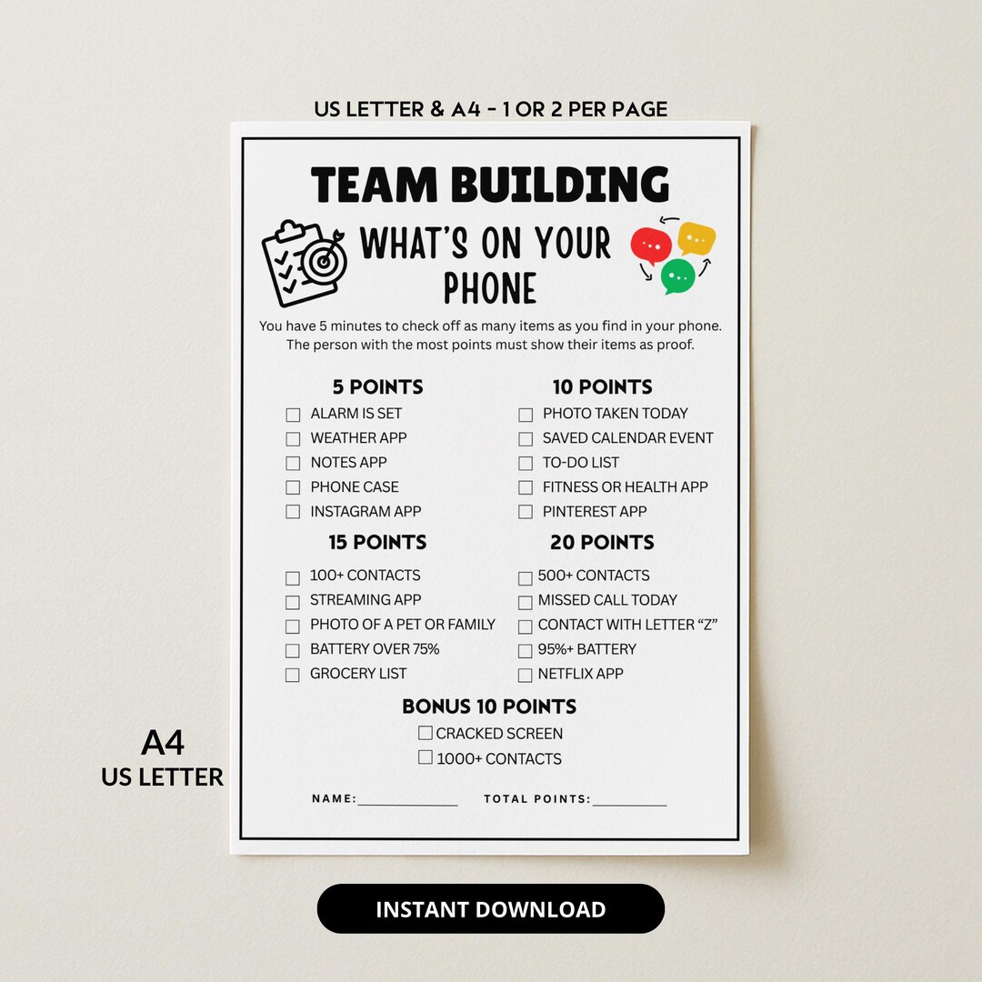 What's on Your Phone Game Printable Office Party Game Work Icebreaker ...
