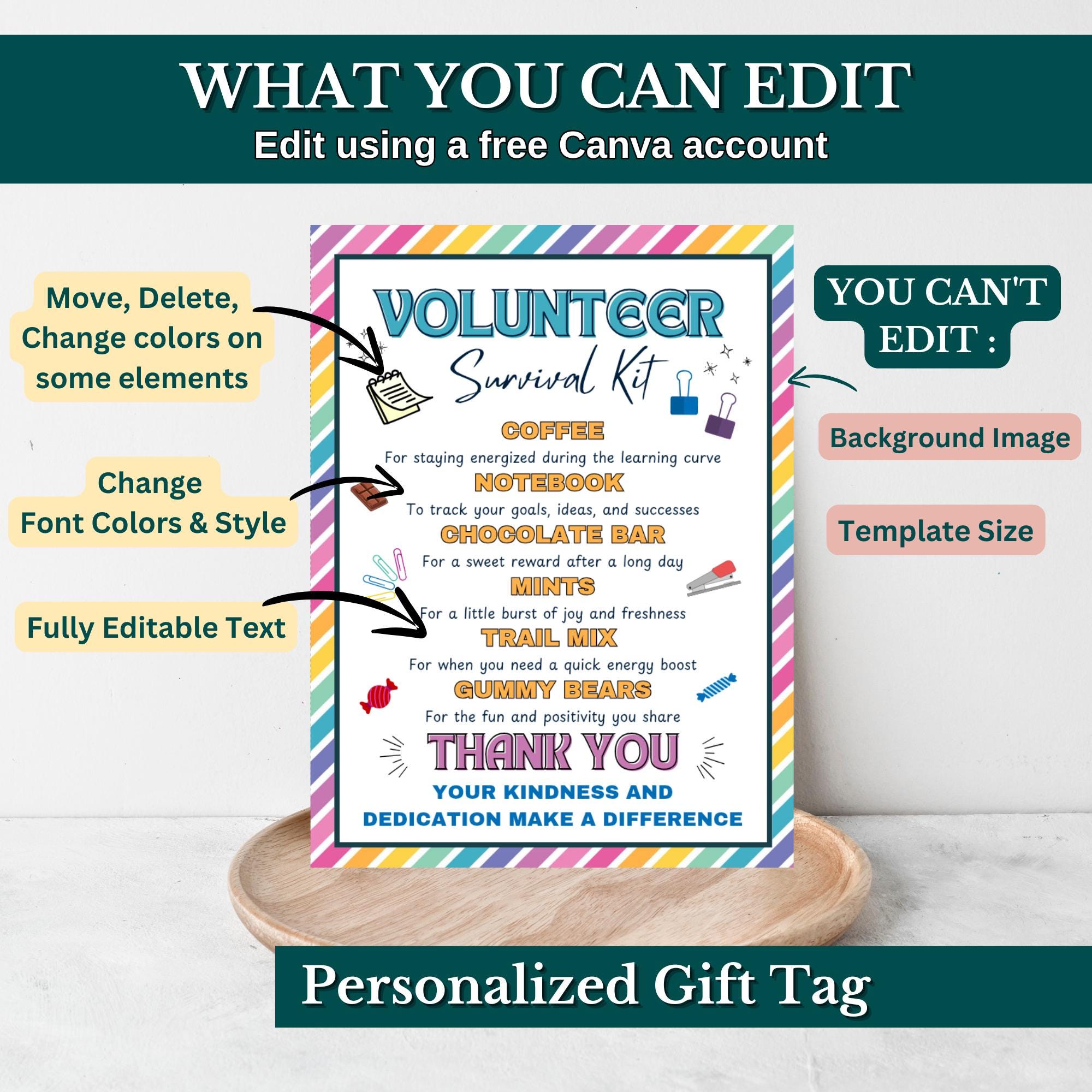 Volunteer Survival Kit Gift Tag Volunteer Appreciation Gift New Job ...