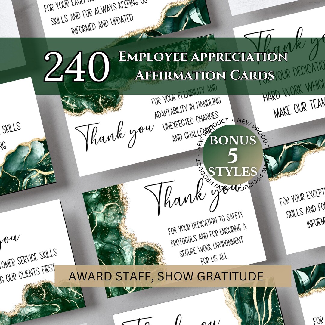 Employee Appreciation Cards Printable Bulk Thank You Staff Cards ...
