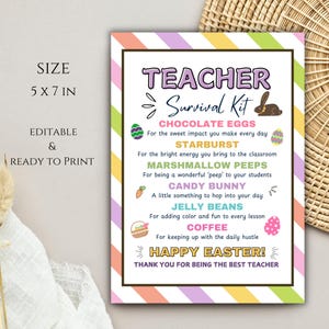 Teacher Easter Survival Kit Gift Tag Happy Easter Printable Teacher ...