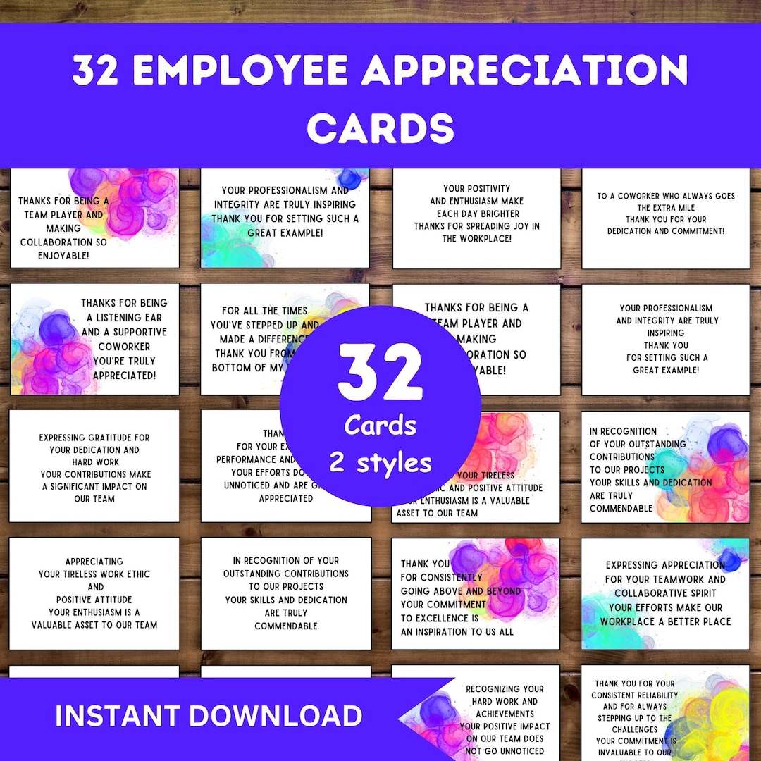 Employee Appreciation Cards Printable Coworker Gift Card Employee ...