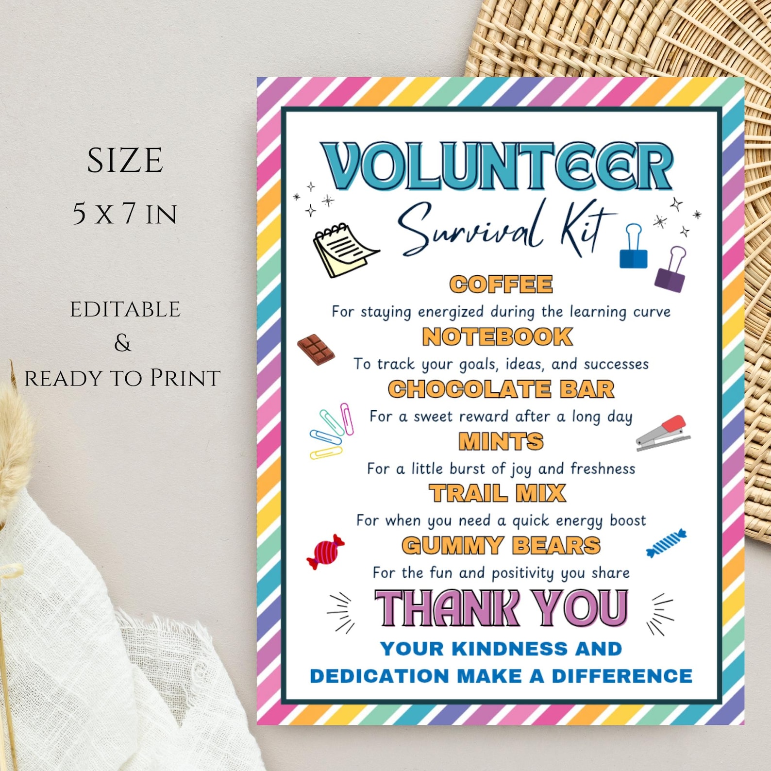 Volunteer Survival Kit Gift Tag Volunteer Appreciation Gift New Job ...