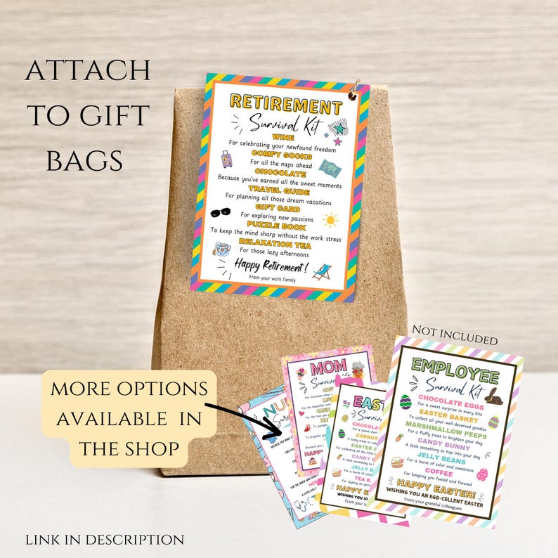 Retirement Survival Kit Gift Tag Funny Retirement Gift for Men Women ...