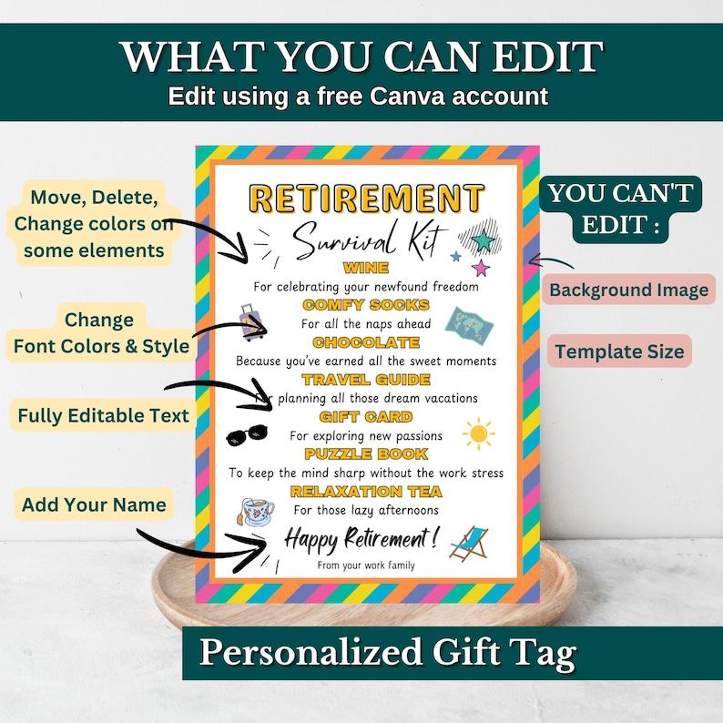 Retirement Survival Kit Gift Tag Funny Retirement Gift for Coworker ...