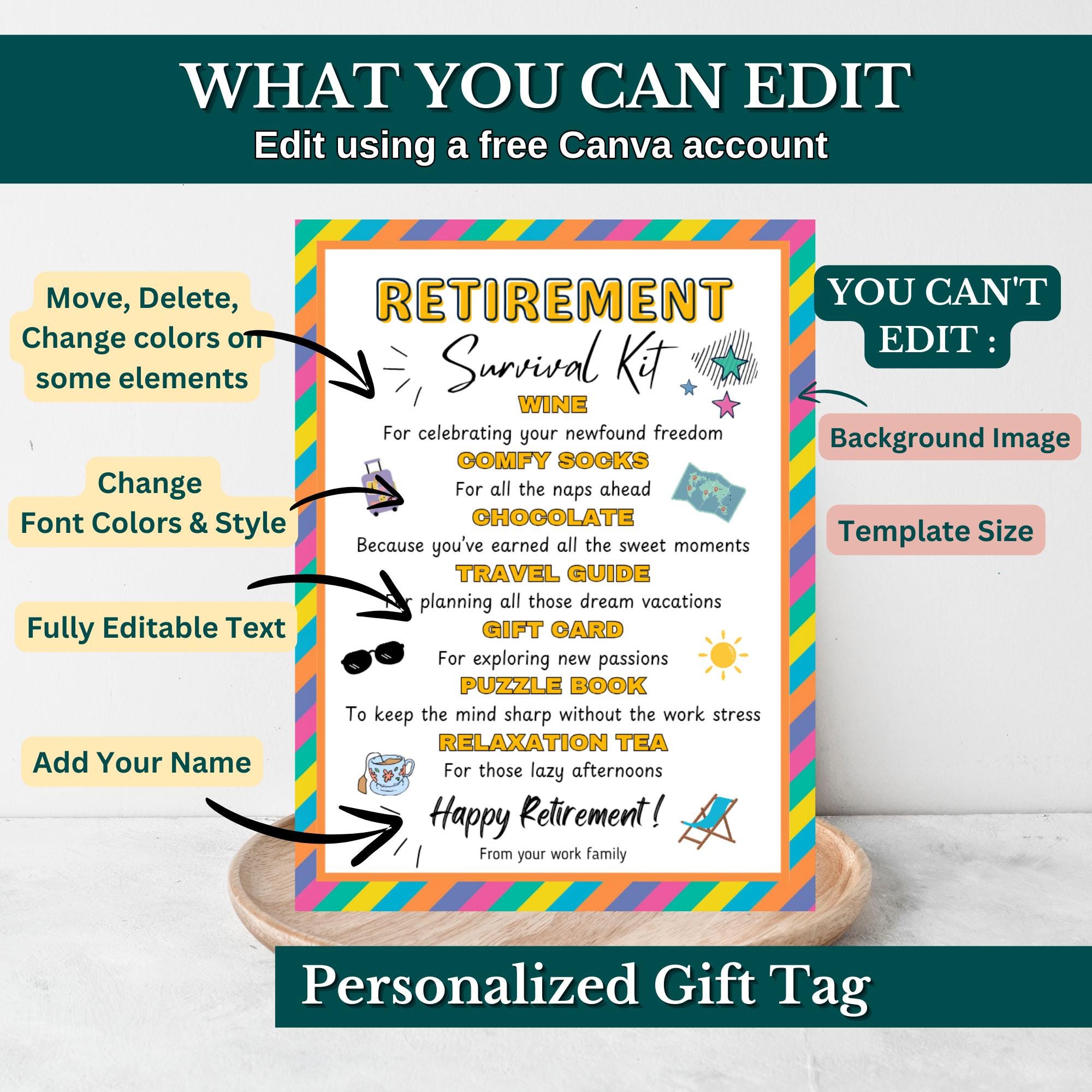 Retirement Survival Kit Gift Tag Funny Retirement Gift for Coworker ...