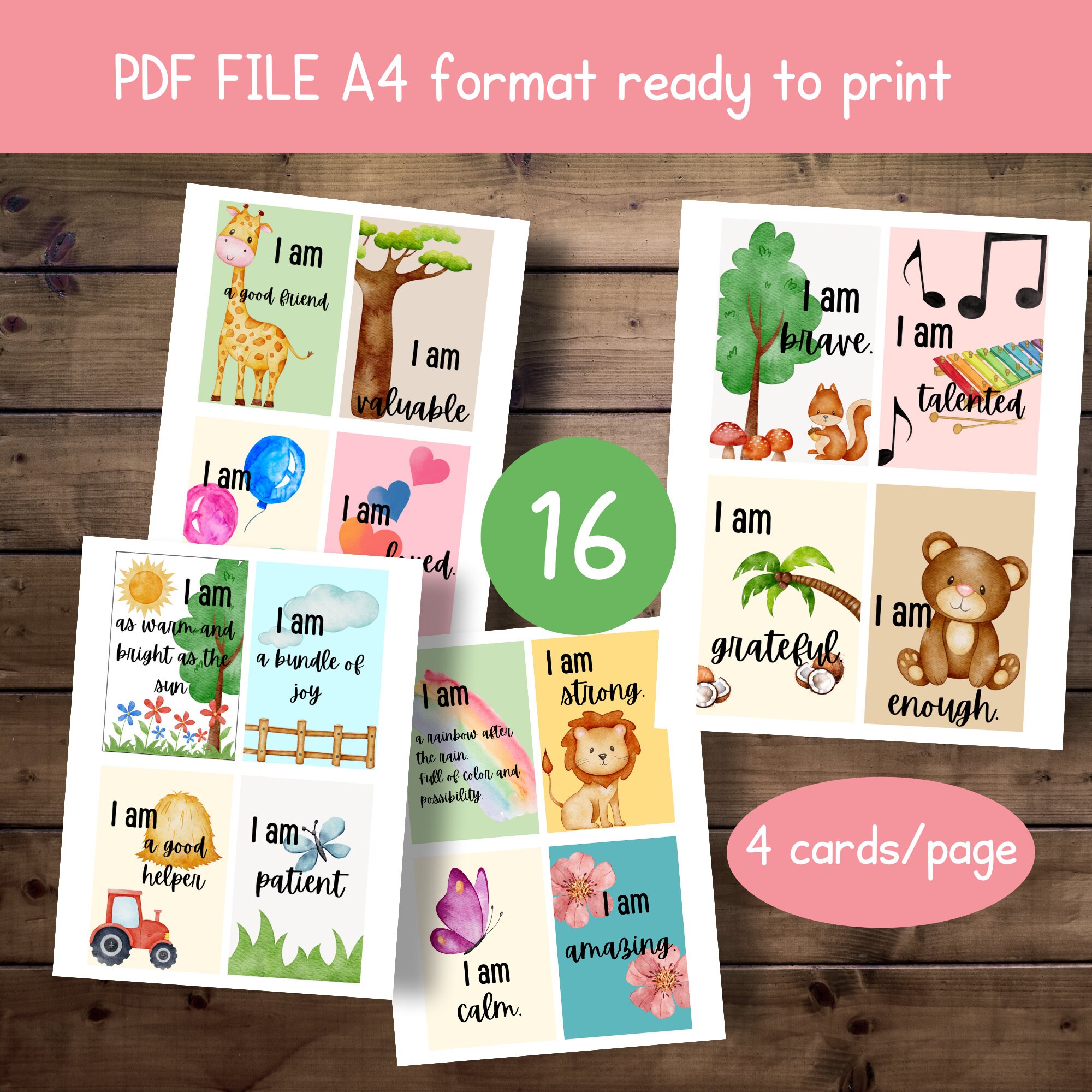 Positive Affirmation Cards for Kids 16 Printable Affirmation Cards ...