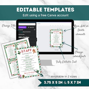 Staff Survival Kit Tag for Christmas Editable in Canva Staff ...