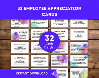 Employee Appreciation Cards: Printable Thank You Notes (digital ...