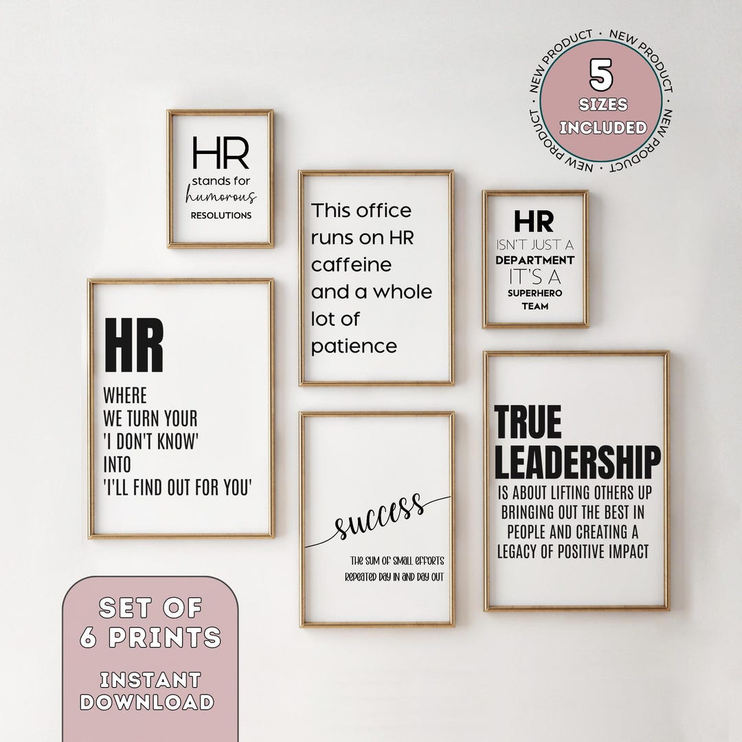 HR Sign Hr Manager Poster Bundle Gift HR Humor Office Decor Funny Human ...