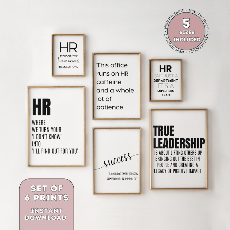 HR Sign Hr Manager Poster Bundle Gift HR Humor Office Decor Funny Human ...