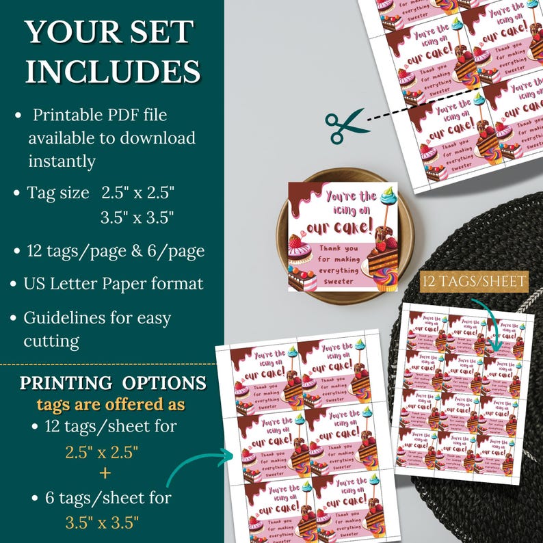 Cake Tag Employee Candy Bar Gift Tag Teacher Appreciation Thank You ...