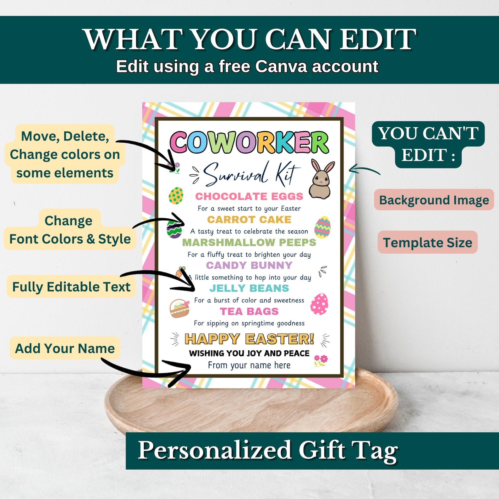 Coworker Easter Survival Kit Tag Printable Easter Gift Tag Funny ...