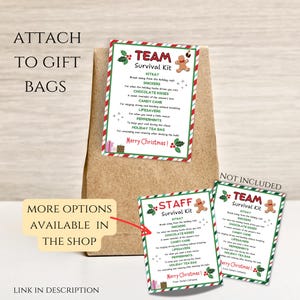 Editable Christmas Team Appreciation Survival Kit Work Employee ...