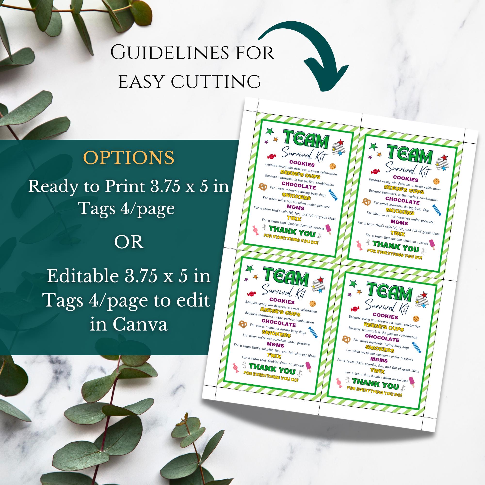 Team Survival Kit Tags Editable Staff Welcome Employee Appreciation Day ...