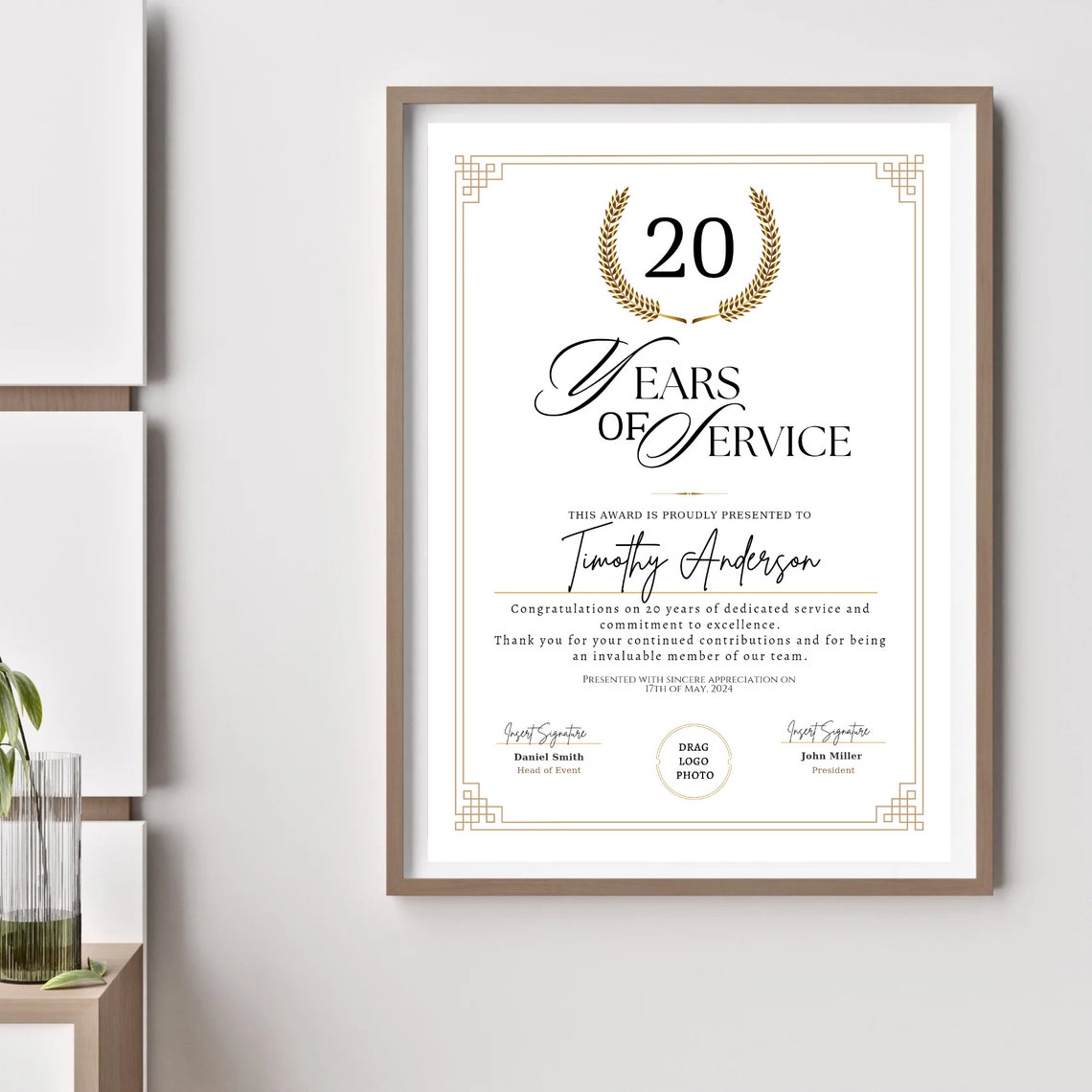 Years of Service Award Certificate Template: Corporate Employee Appreciation (digital Download ...