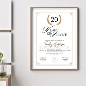 Years of Service Award Certificate Template: Corporate Employee ...