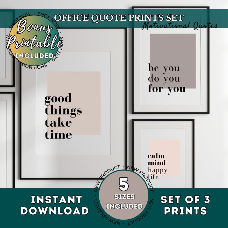 Office Quotes Poster Set: Motivational Workplace Art (digital Download ...