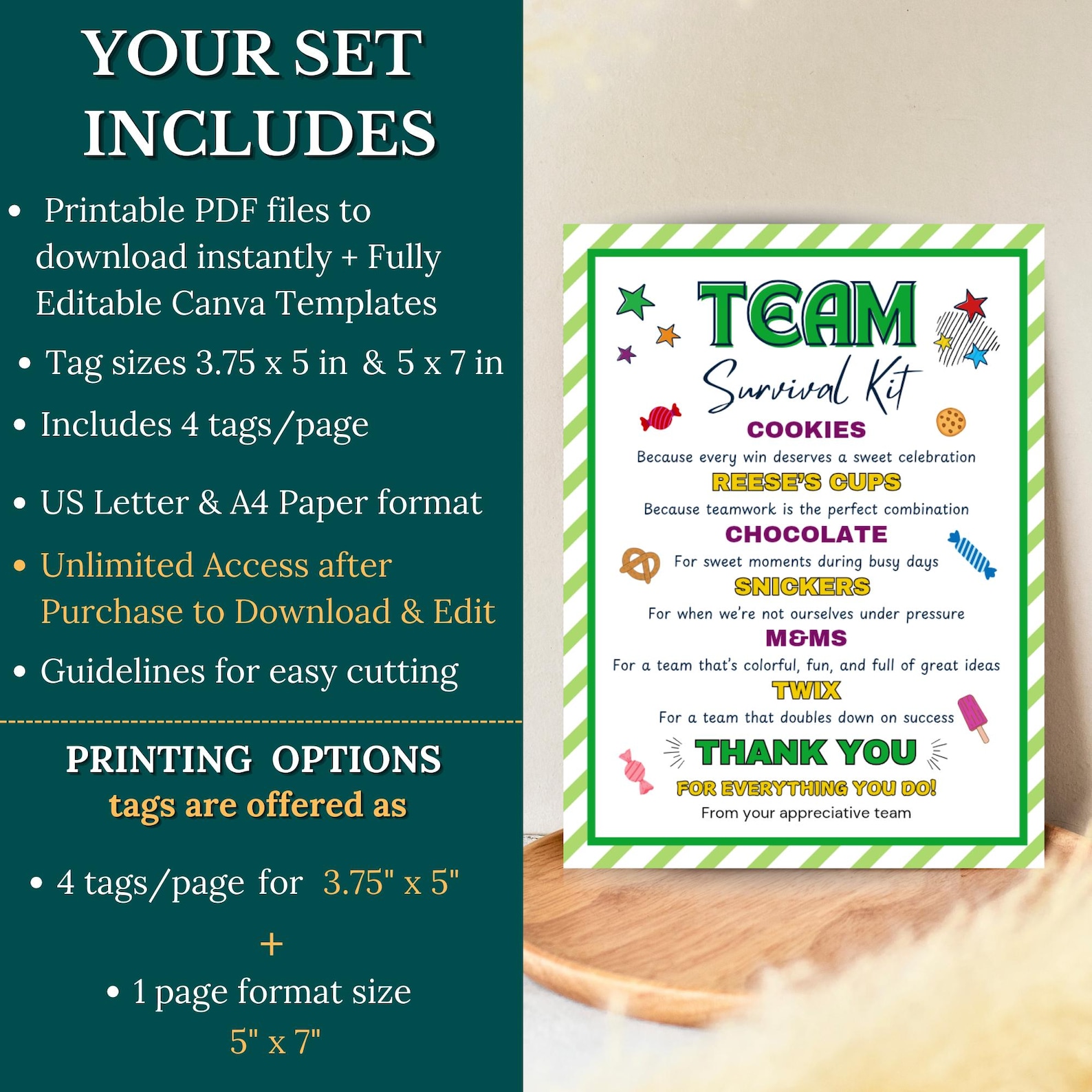 Team Survival Kit Tags Editable Staff Welcome Employee Appreciation Day ...