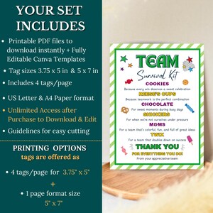 Team Survival Kit Tags Editable Staff Welcome Employee Appreciation Day ...