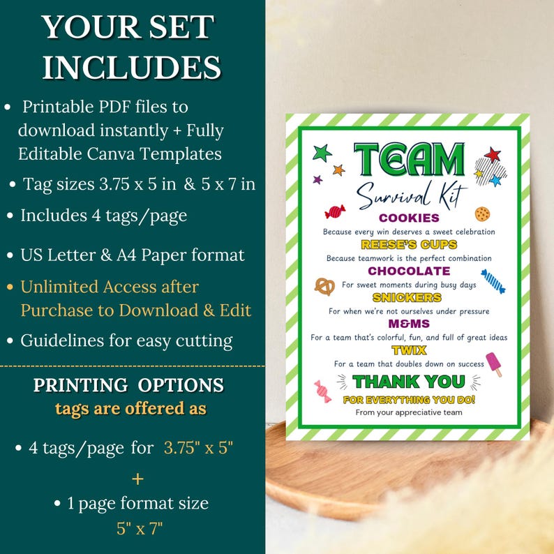 Team Survival Kit Tags Editable Staff Welcome Employee Appreciation Day ...