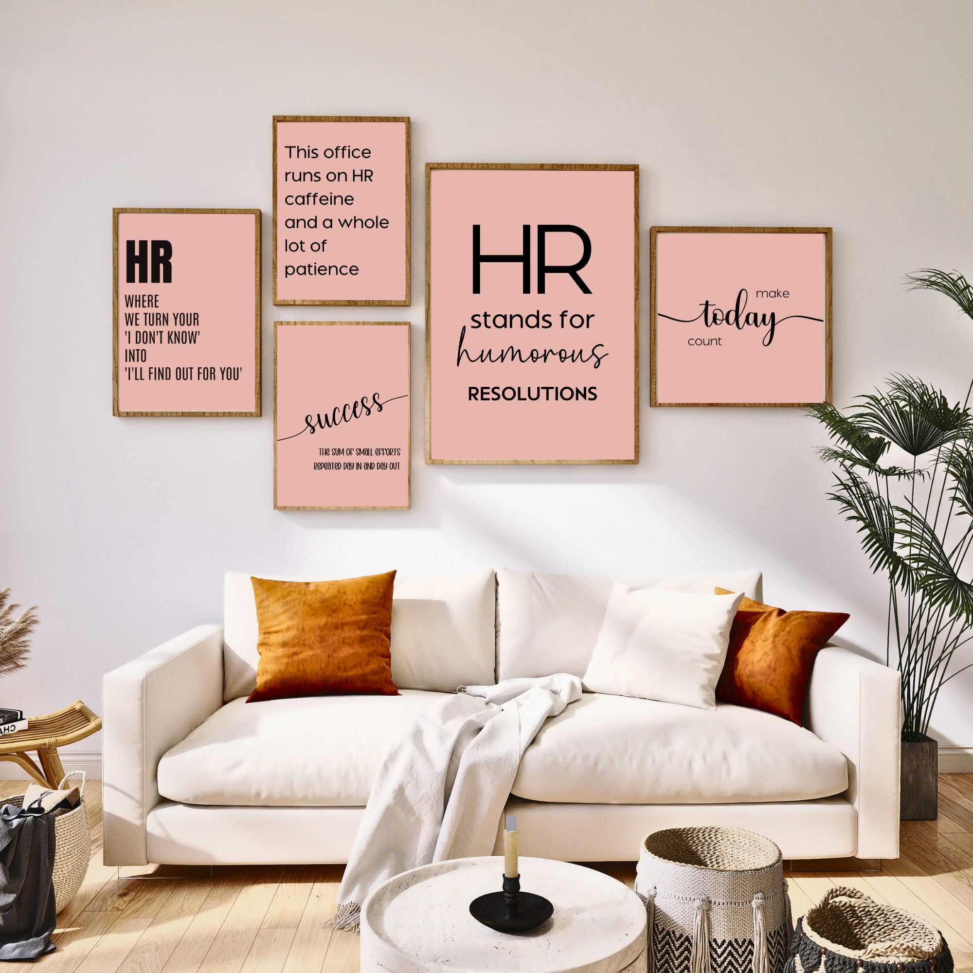 Pink Office Decor Set: HR Inspirational Quote Prints (digital Download ...