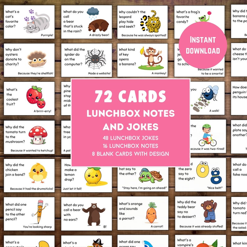 Lunchbox Notes for Kids Printable Bundle Lunch Box Notes of ...