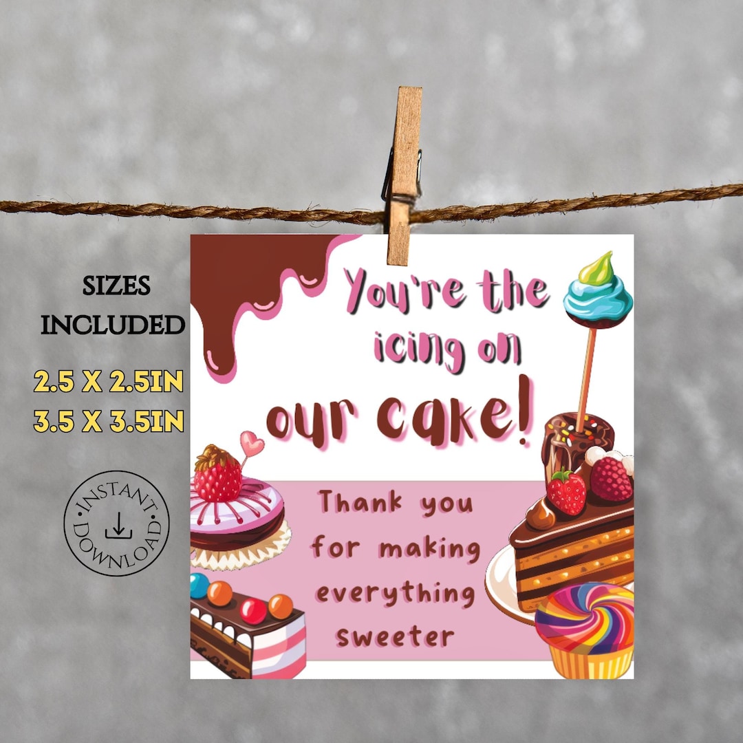 Cake Tag Employee Candy Bar Gift Tag Teacher Appreciation Thank You ...