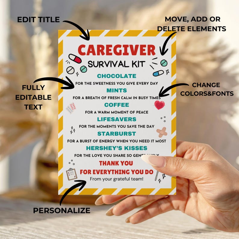 Caregiver Survival Kit Tag Home Health Caregiver Appreciation Day Gift ...