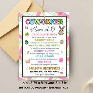 Coworker Easter Survival Kit Tag Printable Easter Gift Tag Funny ...