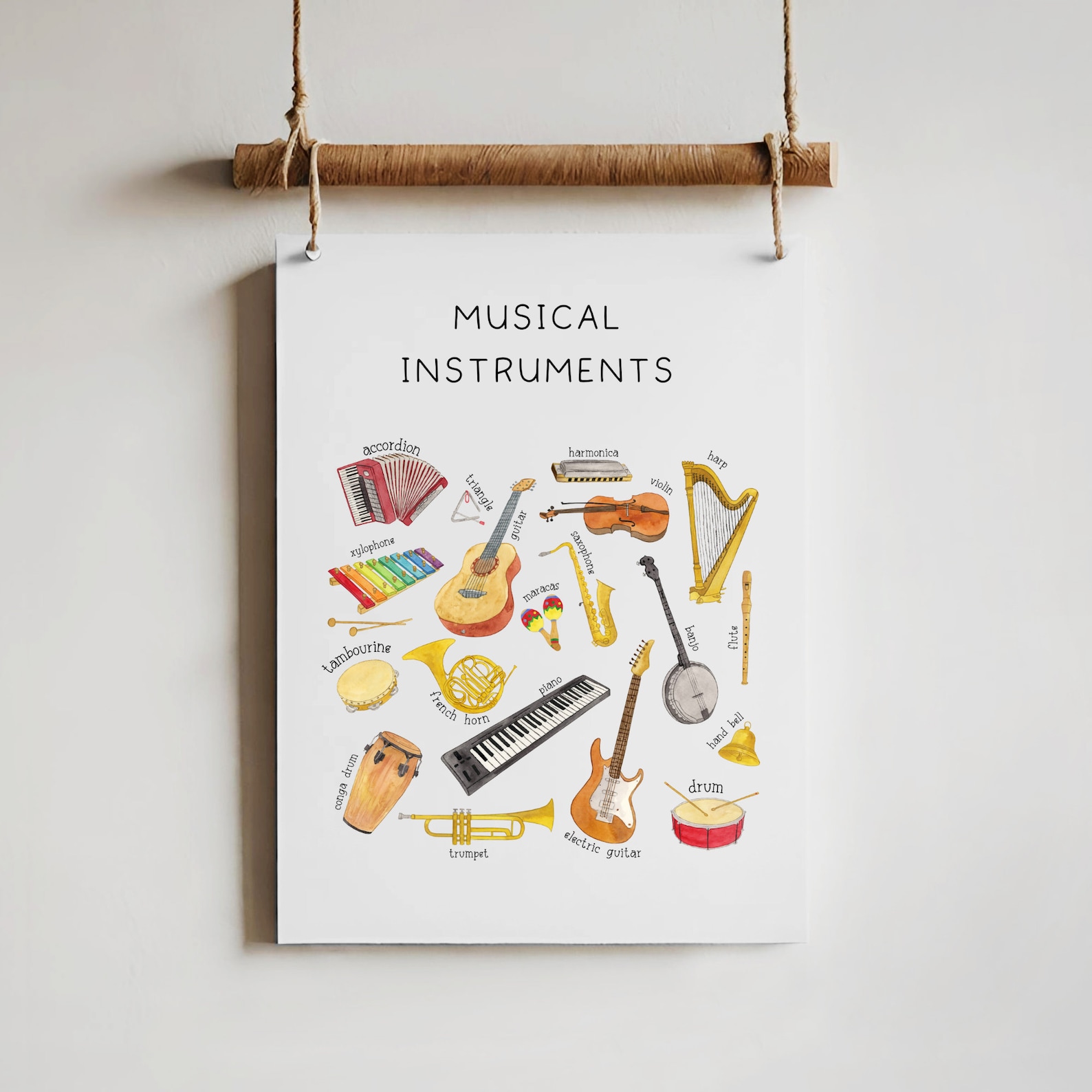 Musical Instruments Poster Homeschool Montessori Educational Printable ...