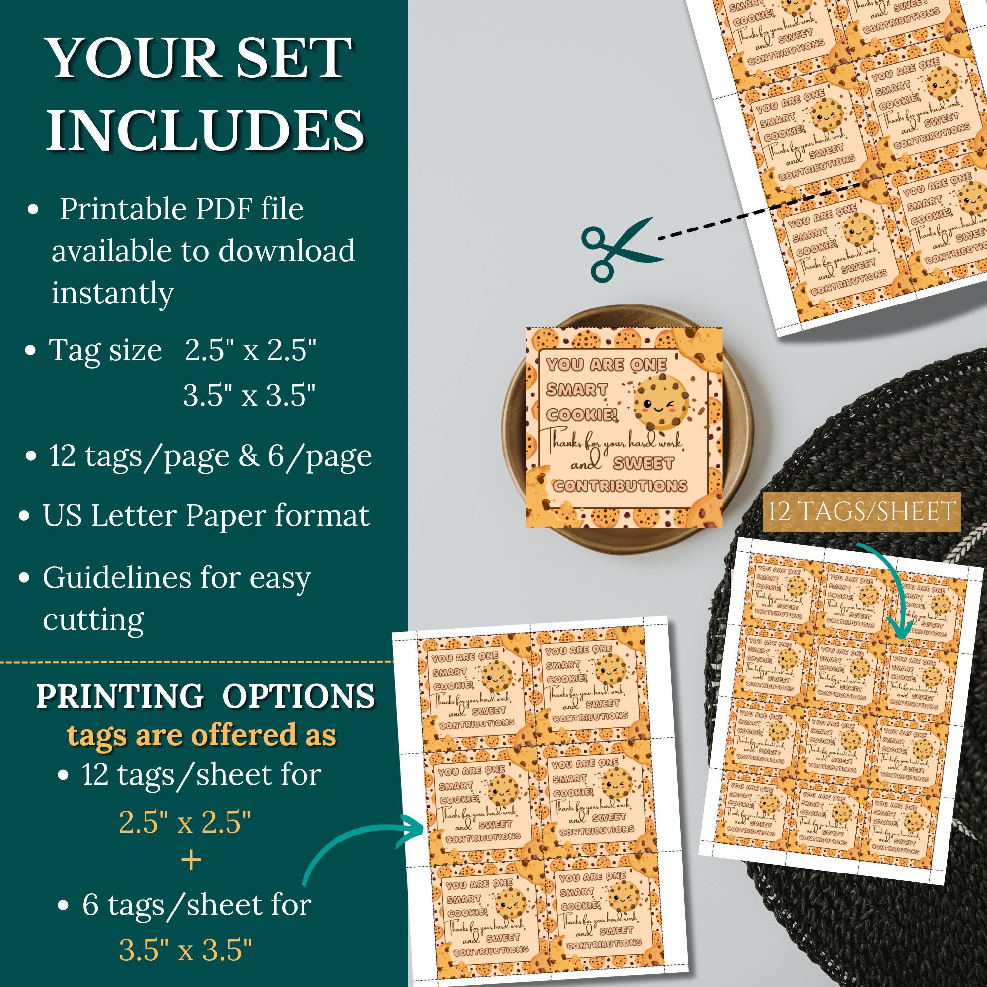 Smart Cookie Tag Teacher Thank You Tag End of School Year Cookie Tags ...