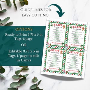 Staff Survival Kit Tag for Christmas Editable in Canva Staff ...