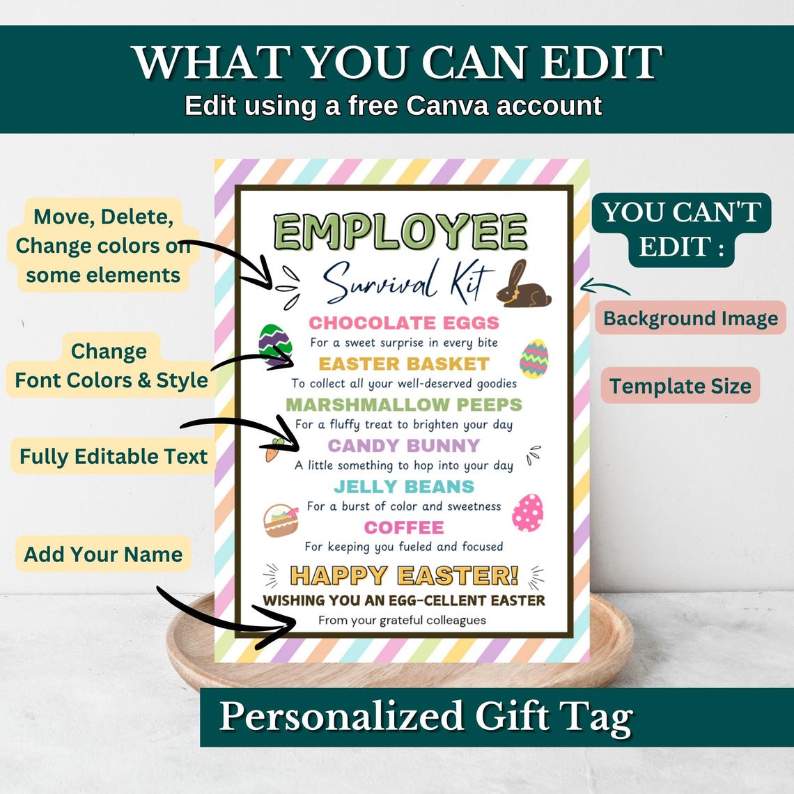 Employee Survival Kit Tag for Easter Team Appreciation Easter Treats ...