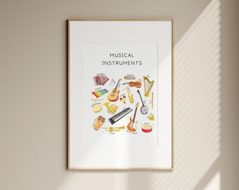 Musical Instruments Poster Printable Wall Art Digital, Montessori ...