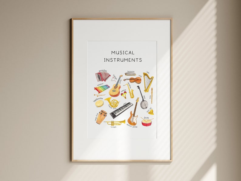 Musical Instruments Poster Homeschool Montessori Educational Printable ...