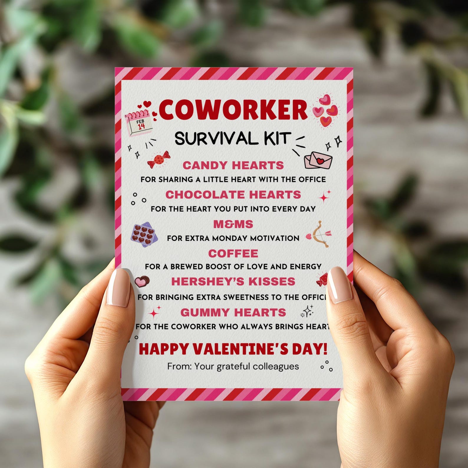 Valentine's Day Coworker Survival Kit Gift Tag Editable Coworker Funny ...