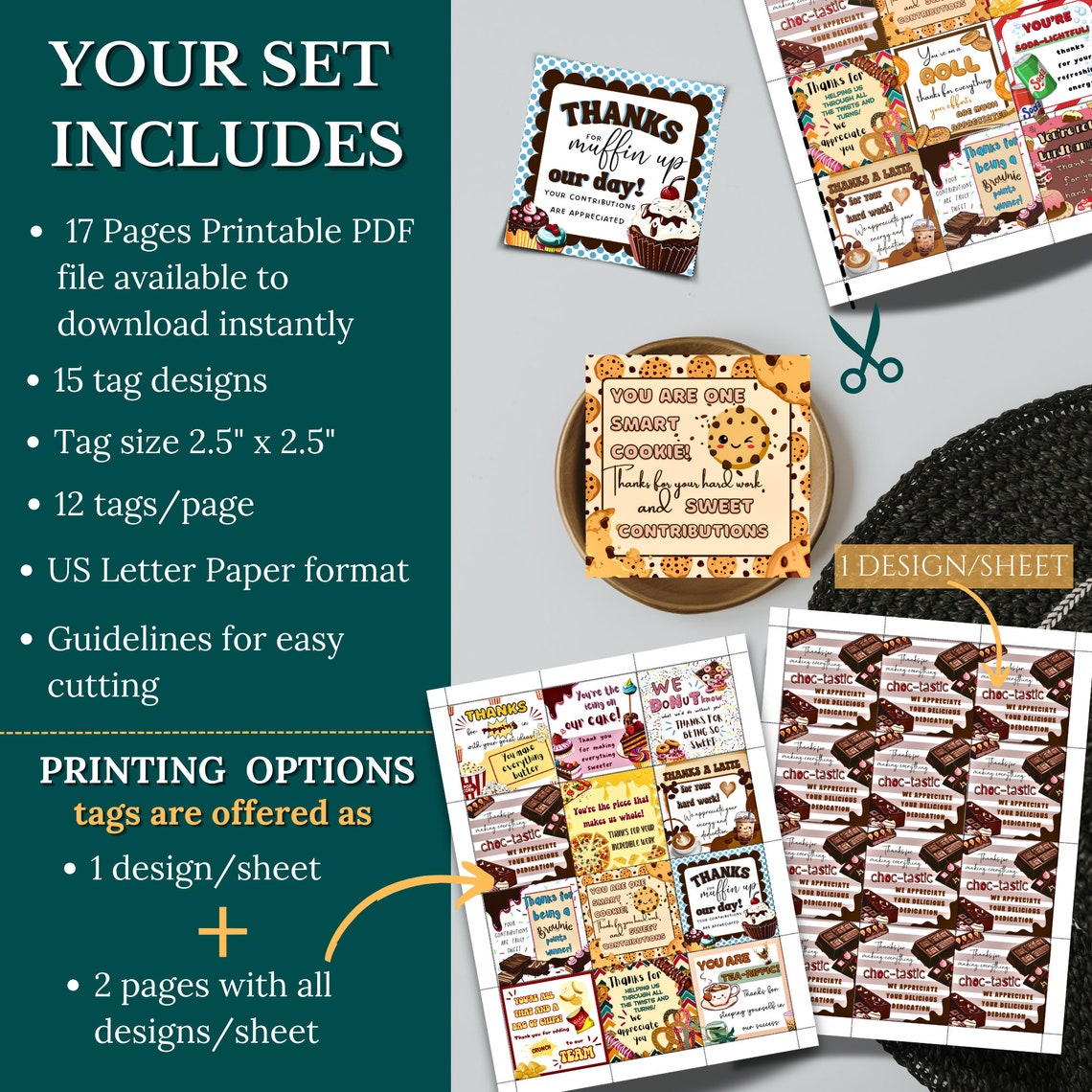 Employee Appreciation Treat Tags: Snack & Candy Gift Tags (digital ...