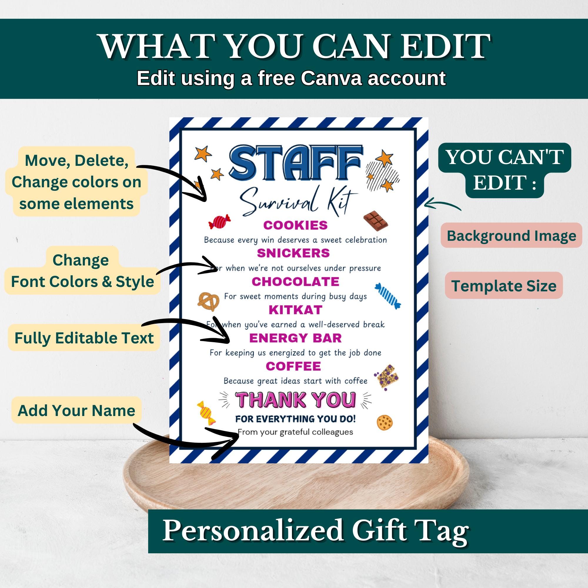 Funny Staff Survival Kit Tag Staff Appreciation Candy Tags Coworker ...
