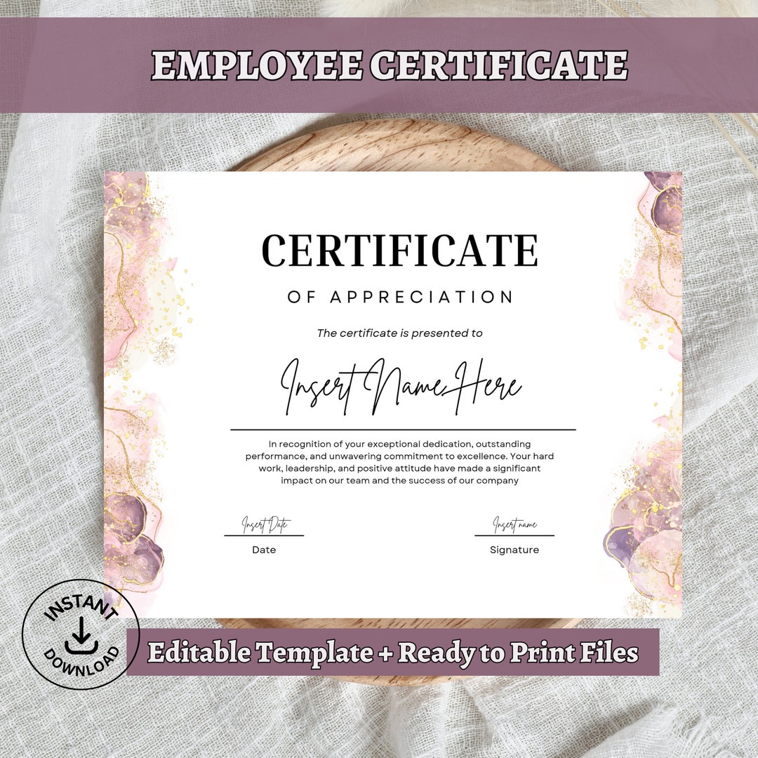 Employee Appreciation Certificate Printable Template Employee ...