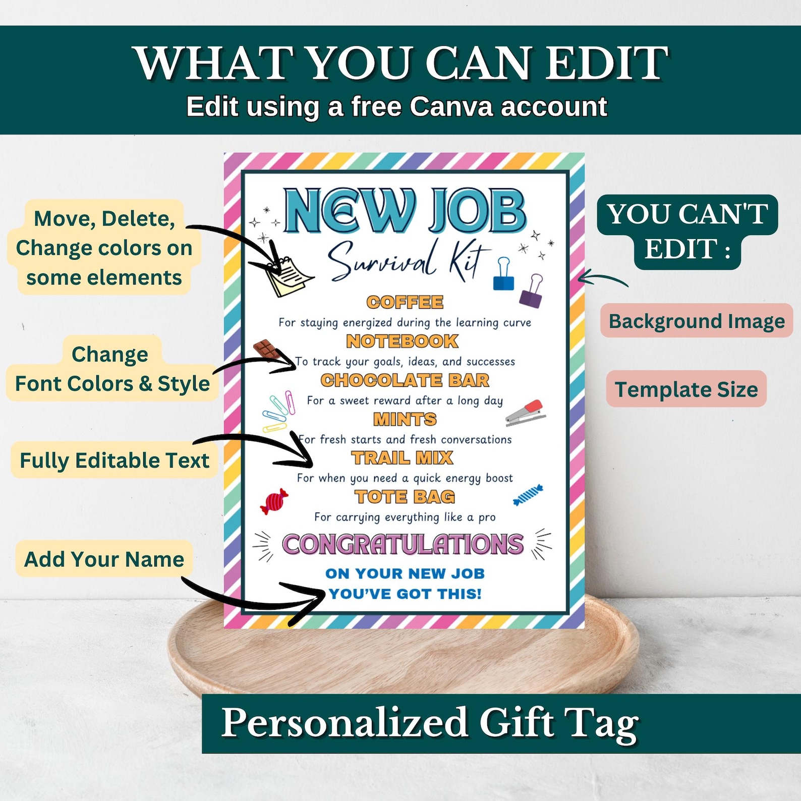 New Job Survival Kit Tag New Job Congratulations Gift New Employee ...