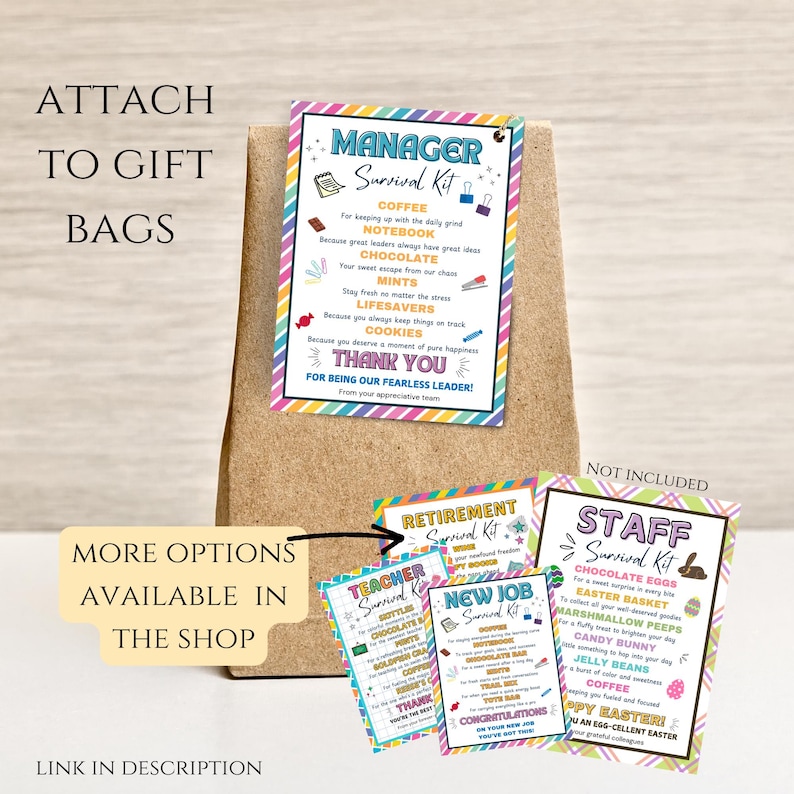 Manager Survival Kit Tag Boss Day Appreciation Gift Work Emergency Kit ...
