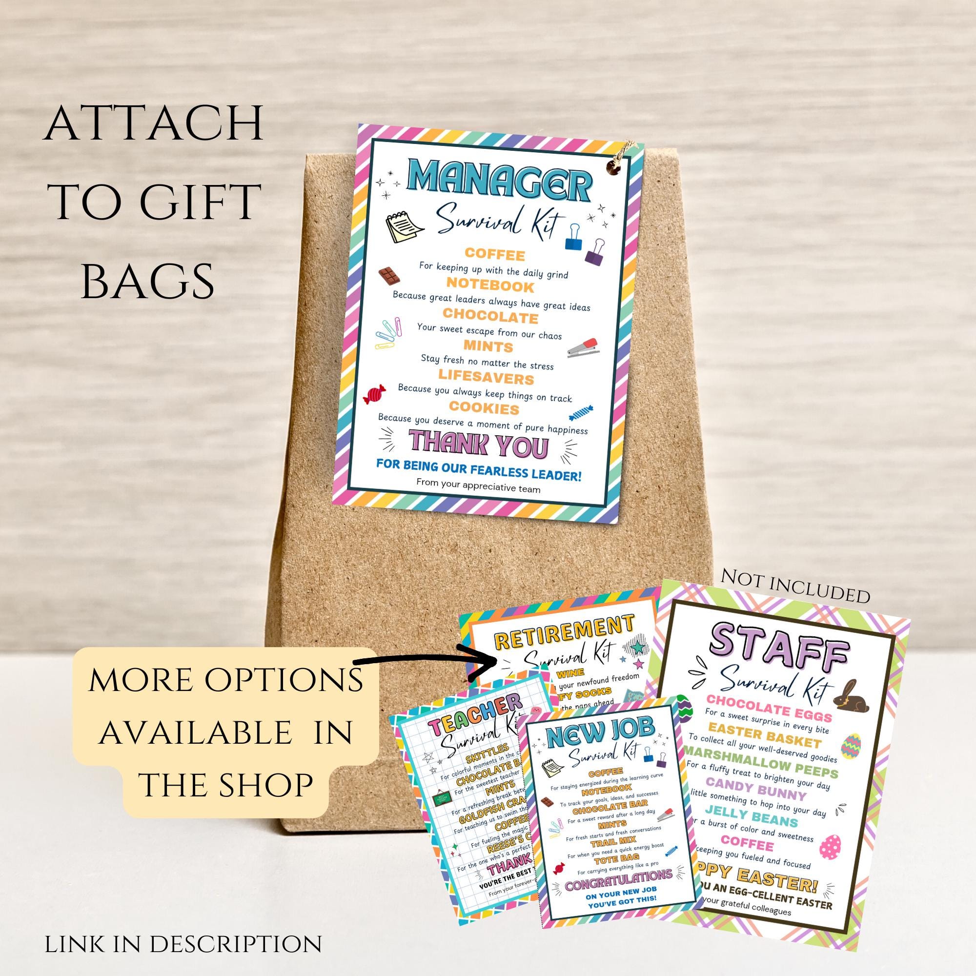 Manager Survival Kit Tag Boss Day Appreciation Gift Work Emergency Kit ...