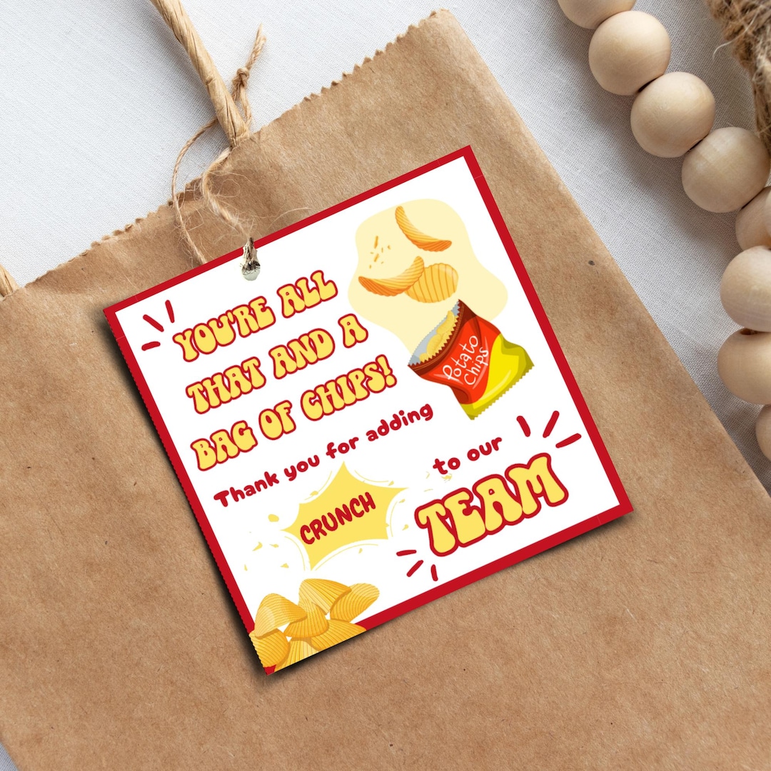 Chip Bag Gift Tag: Employee/teacher Appreciation (digital Download) - Etsy
