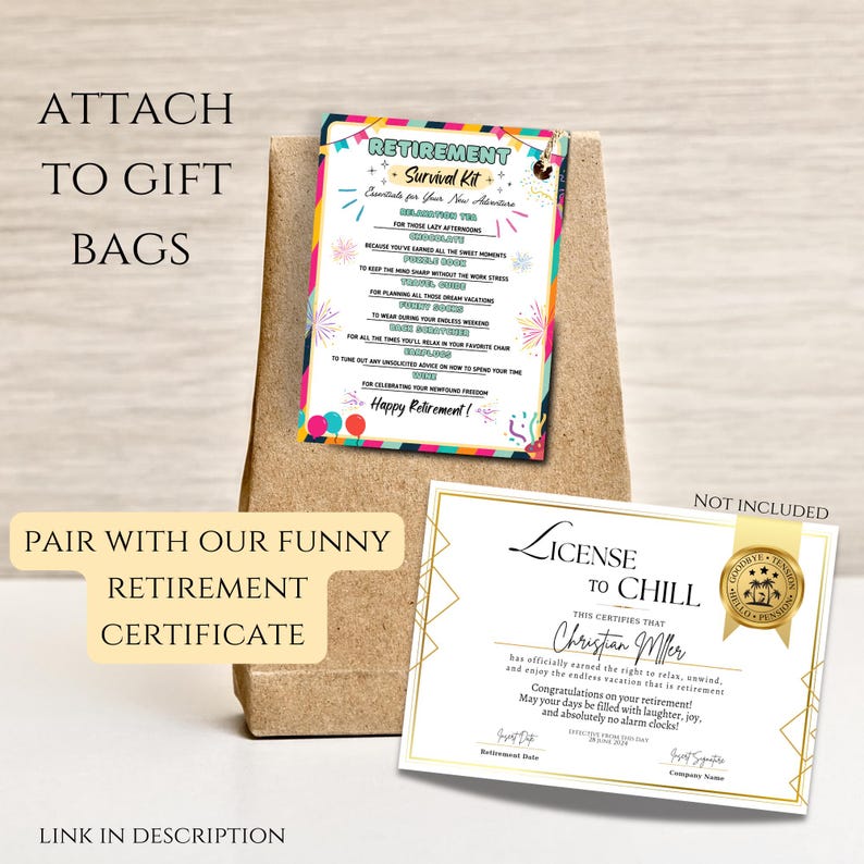 Retirement Survival Kit Gift Tag: Editable Printable (digital Download ...