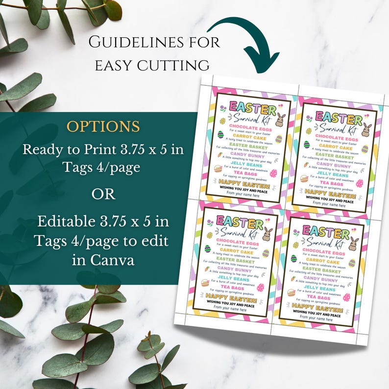 Easter Survival Kit Gift Tag Easter Bunny Bait Printable Easter ...