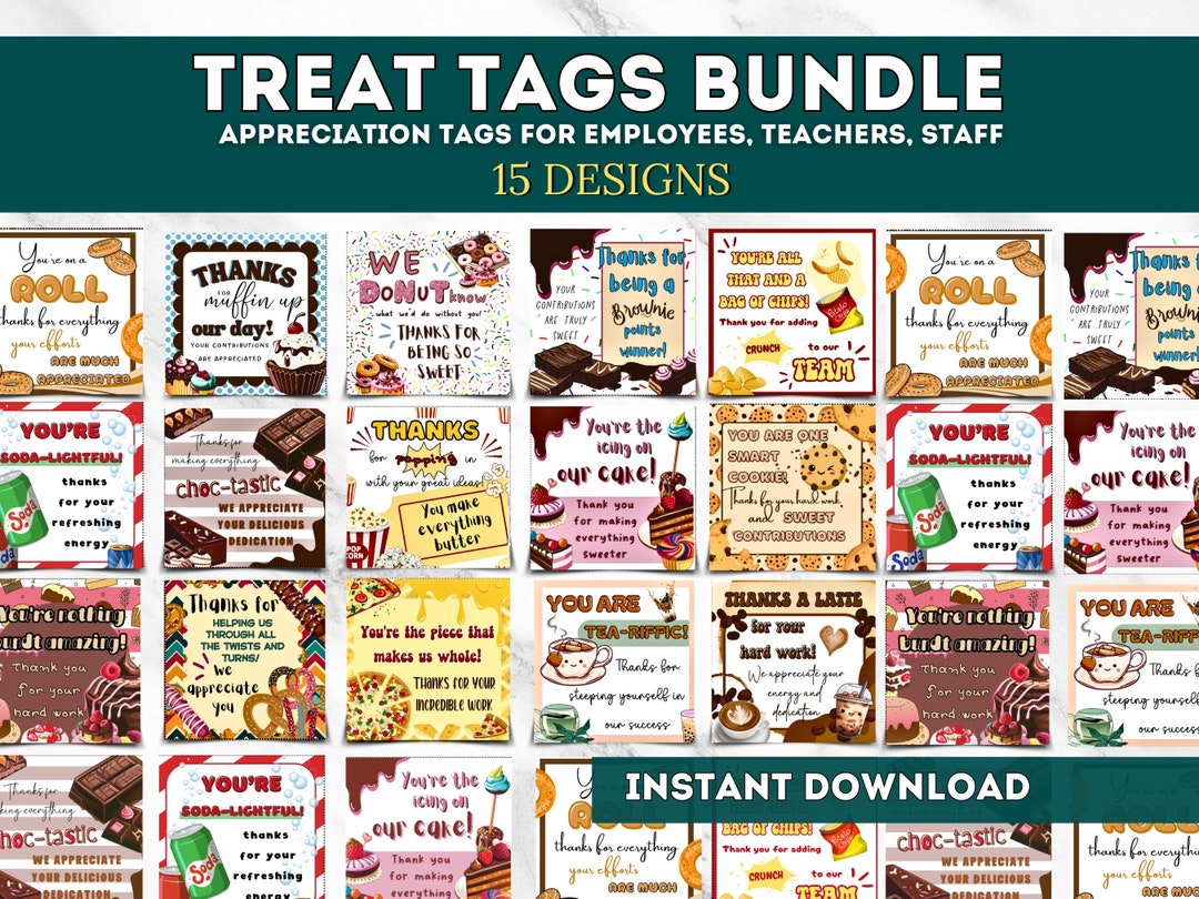 Employee Appreciation Treat Tags: Snack & Candy Gift Tags (digital ...