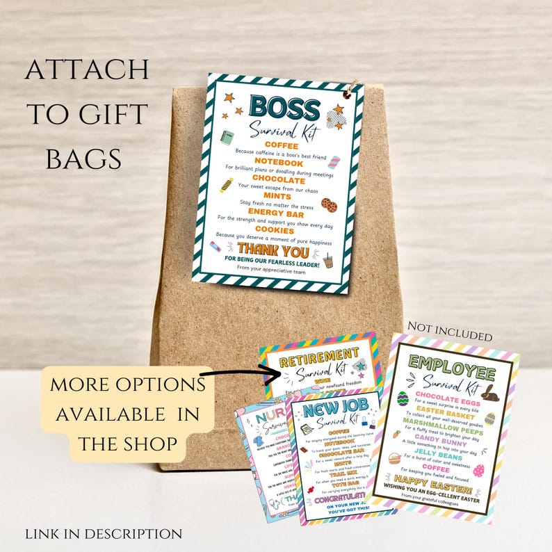 Boss Survival Kit Tag Happy Boss Day Appreciation Boss Gift Funny Treat ...