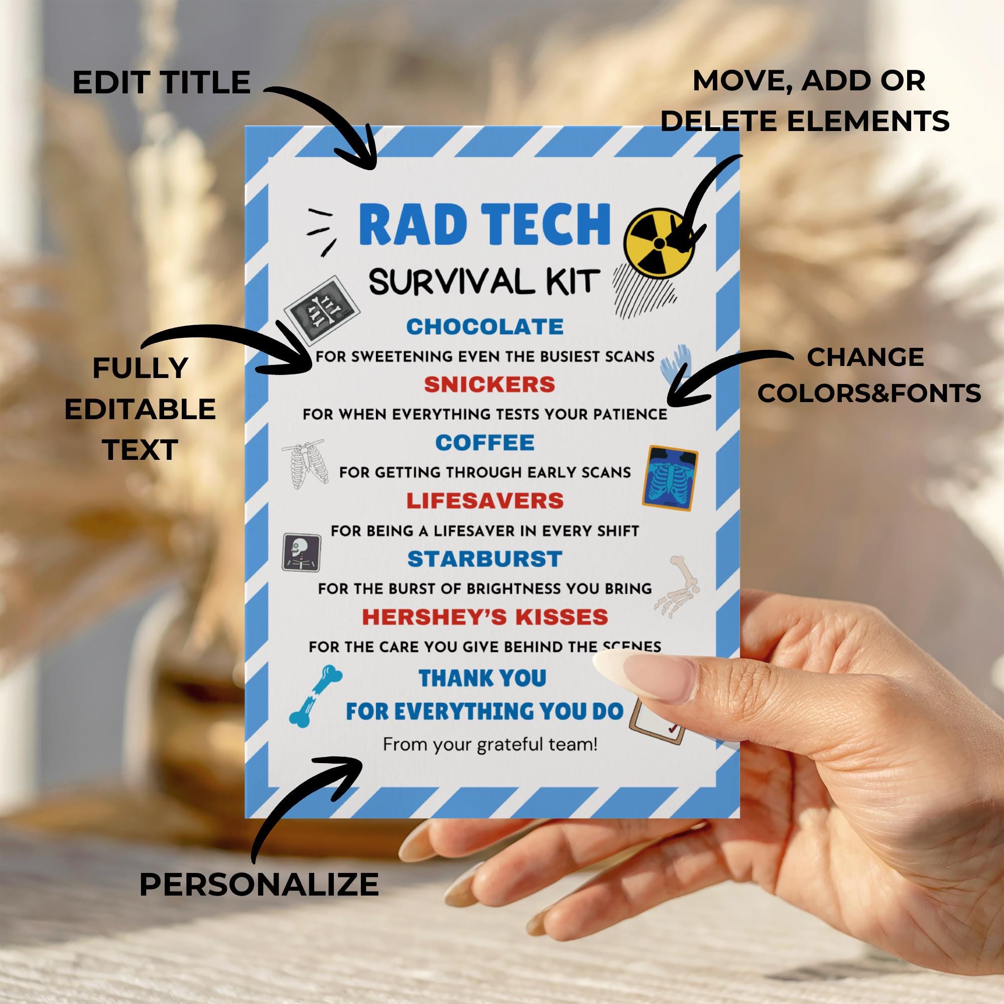 Editable Radiologic Technologist Appreciation Gift Tag Radiology Tech ...